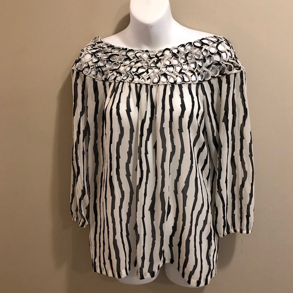 Umgee | Tops | Bw Jagged Striped Blousegorgeous | Poshmark